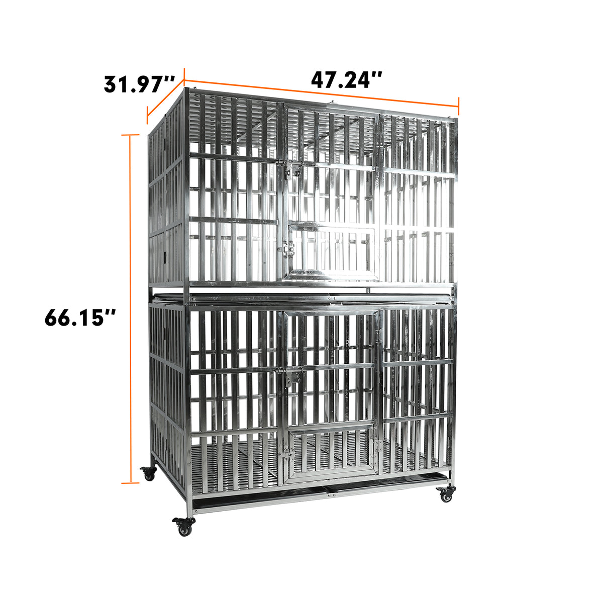 Confote 1 pcs 48" Stackable Heavy Duty Dog Kennel Pet Stainless Steel ...